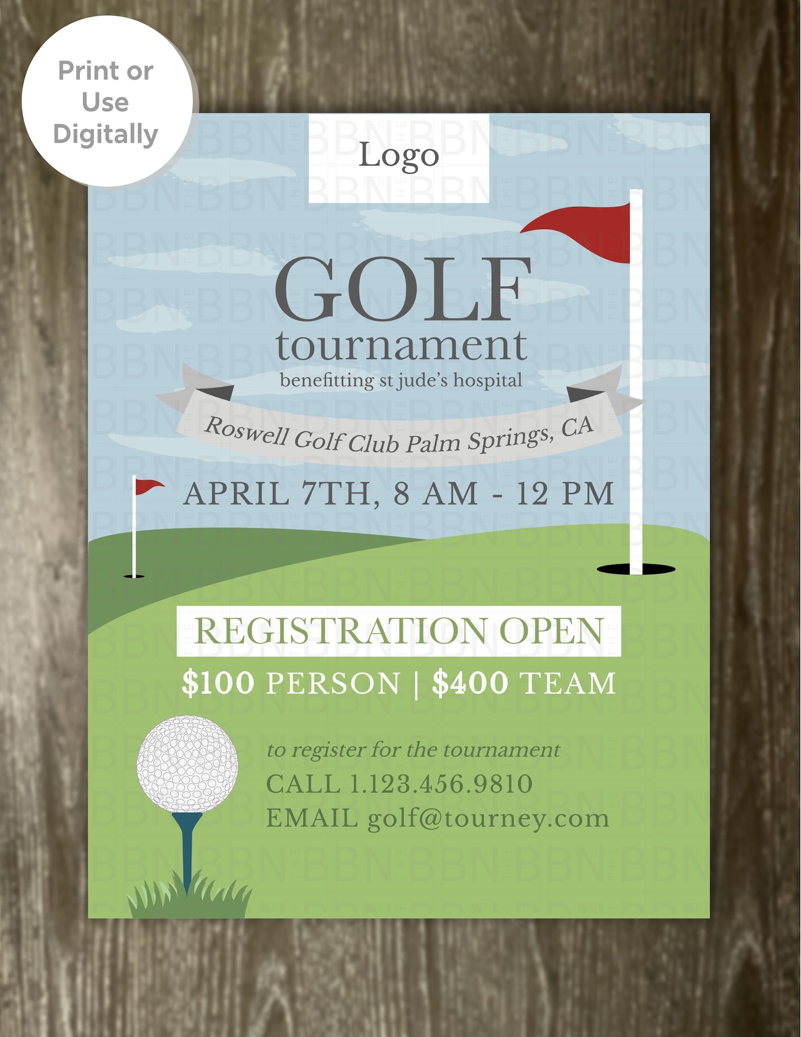 Editable Golf Tournament Promotional Flyer, Sponsorship Form ...