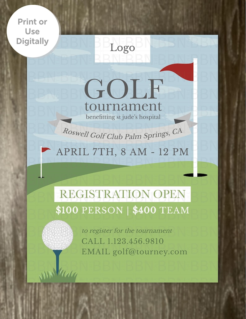 Editable Golf Tournament Promotional Flyer, Sponsorship Form ...