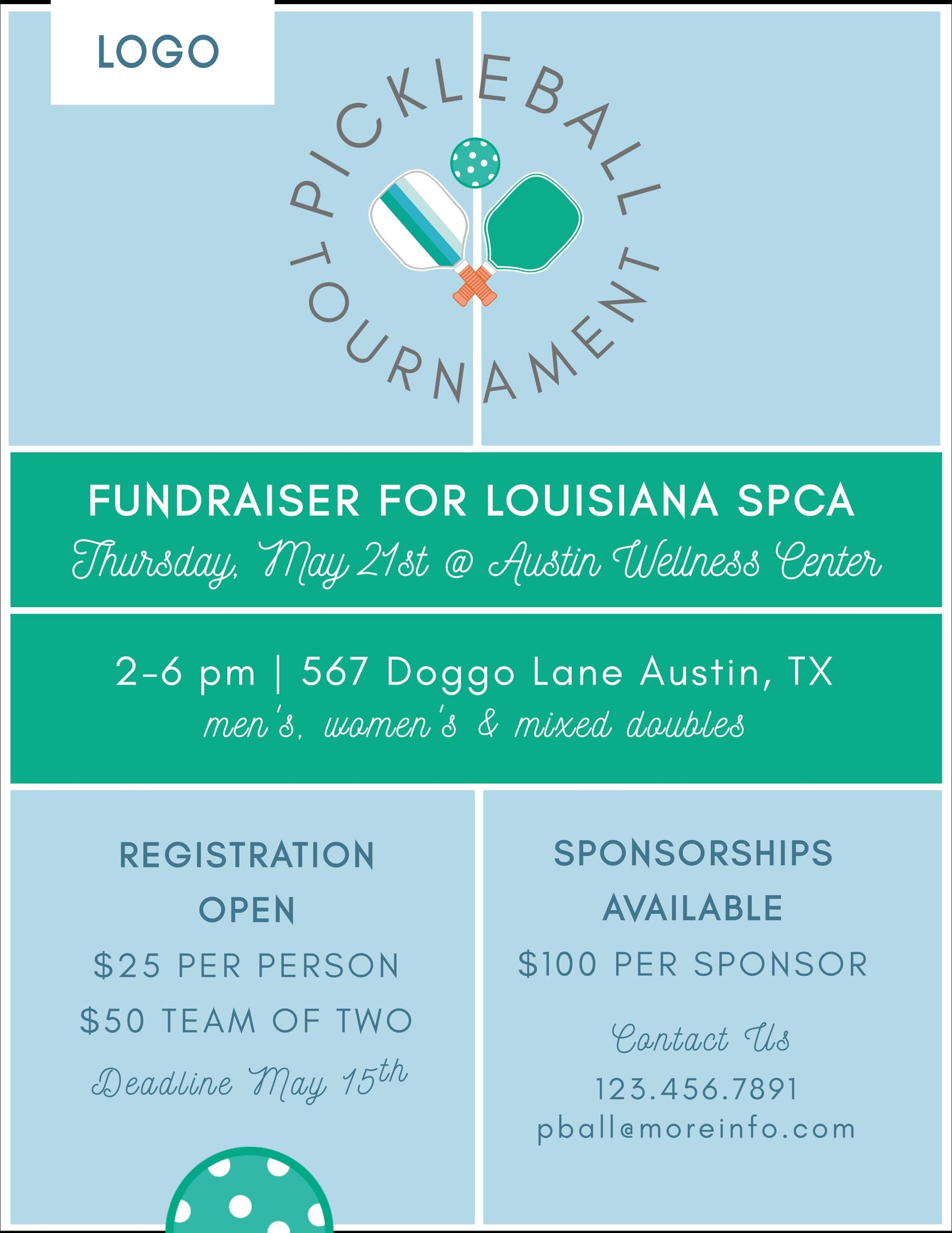 Editable Pickleball Tournament Flyer Template | Fundraiser Event Custom ...