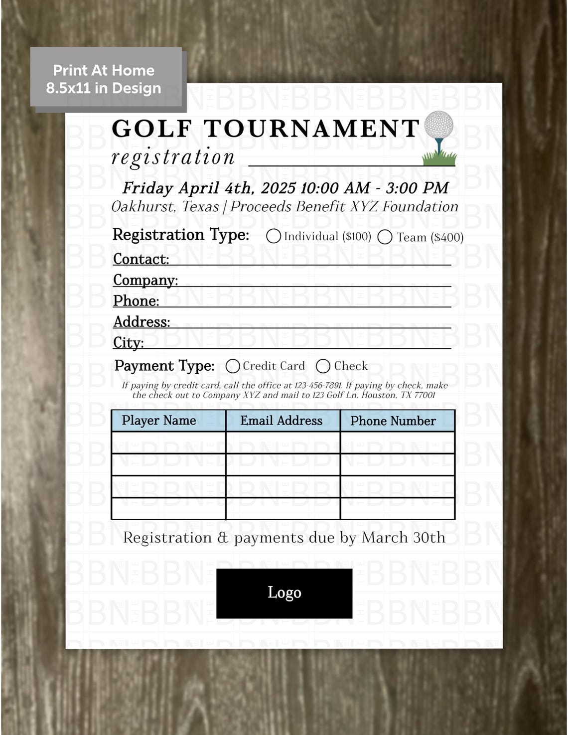 Editable Golf Tournament Promotional Flyer, Sponsorship Form ...