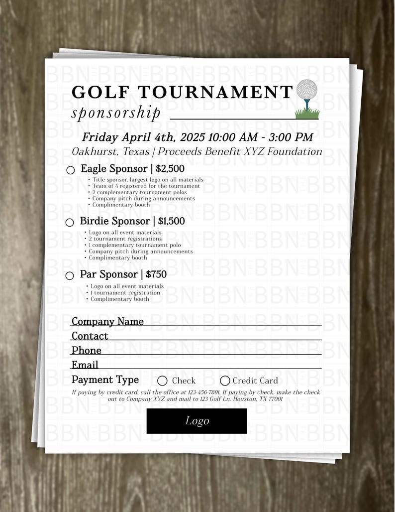 Editable Golf Tournament Promotional Flyer, Sponsorship Form ...