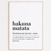 Hakuna Matata Definition Printable Wall Art, Urban Dictionary ...