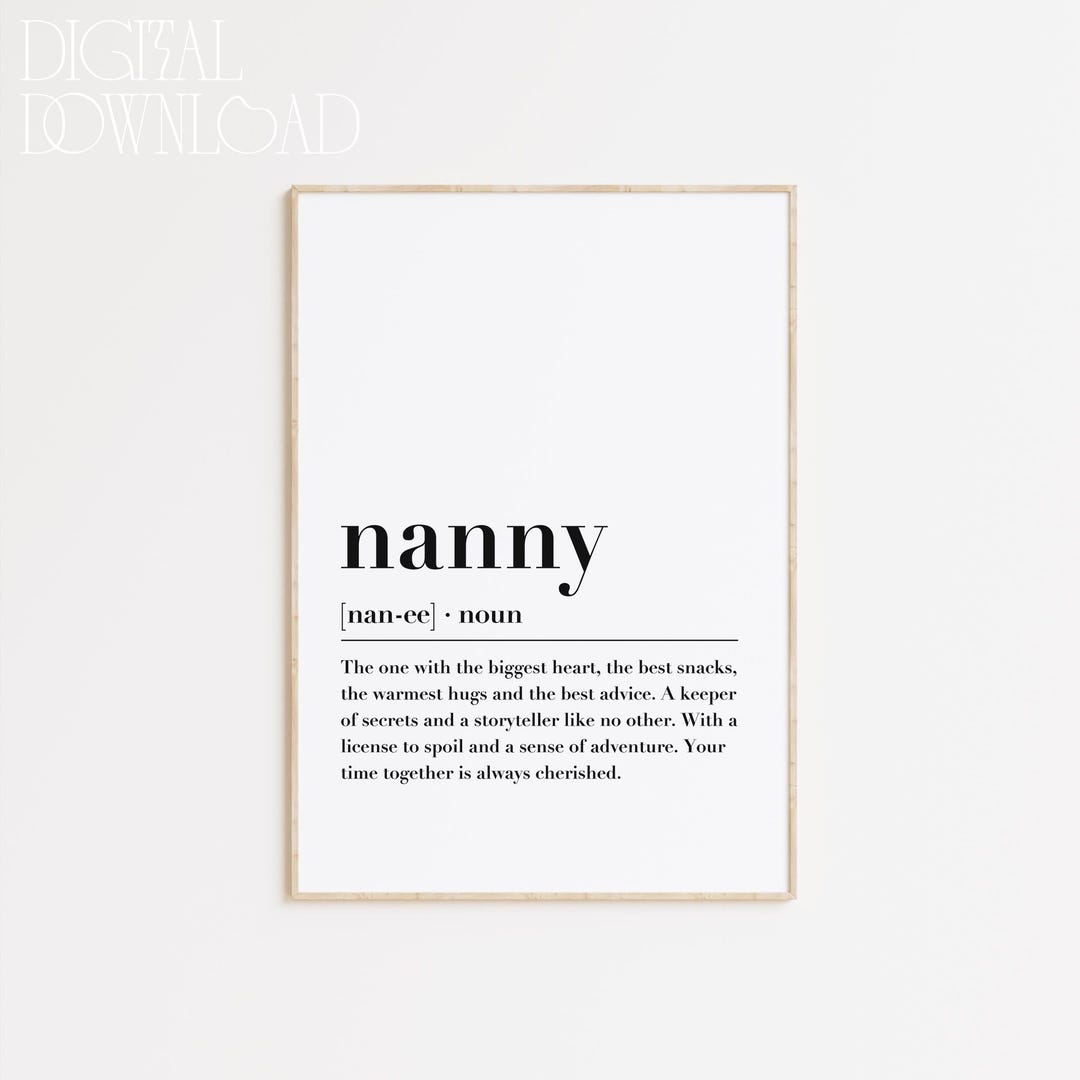 Nanny Definition Print, Definition Print, Minimalist Poster, Nanny ...