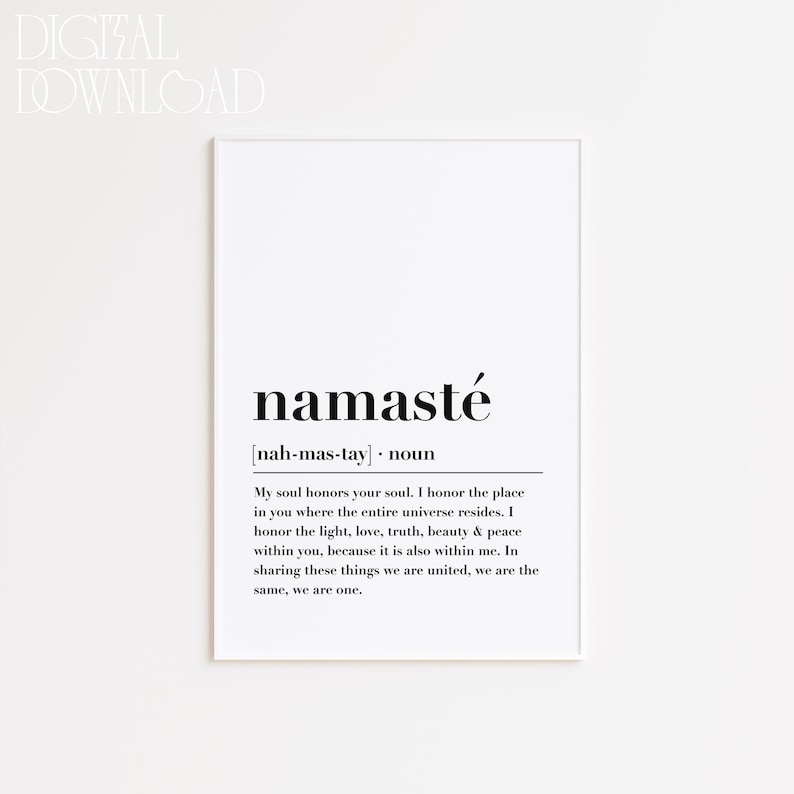 Namaste Definition Printable Wall Art, Motivational Wall Decor, Yoga ...