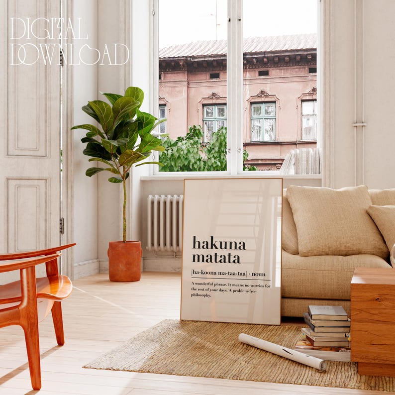Hakuna Matata Definition Printable Wall Art, Urban Dictionary ...