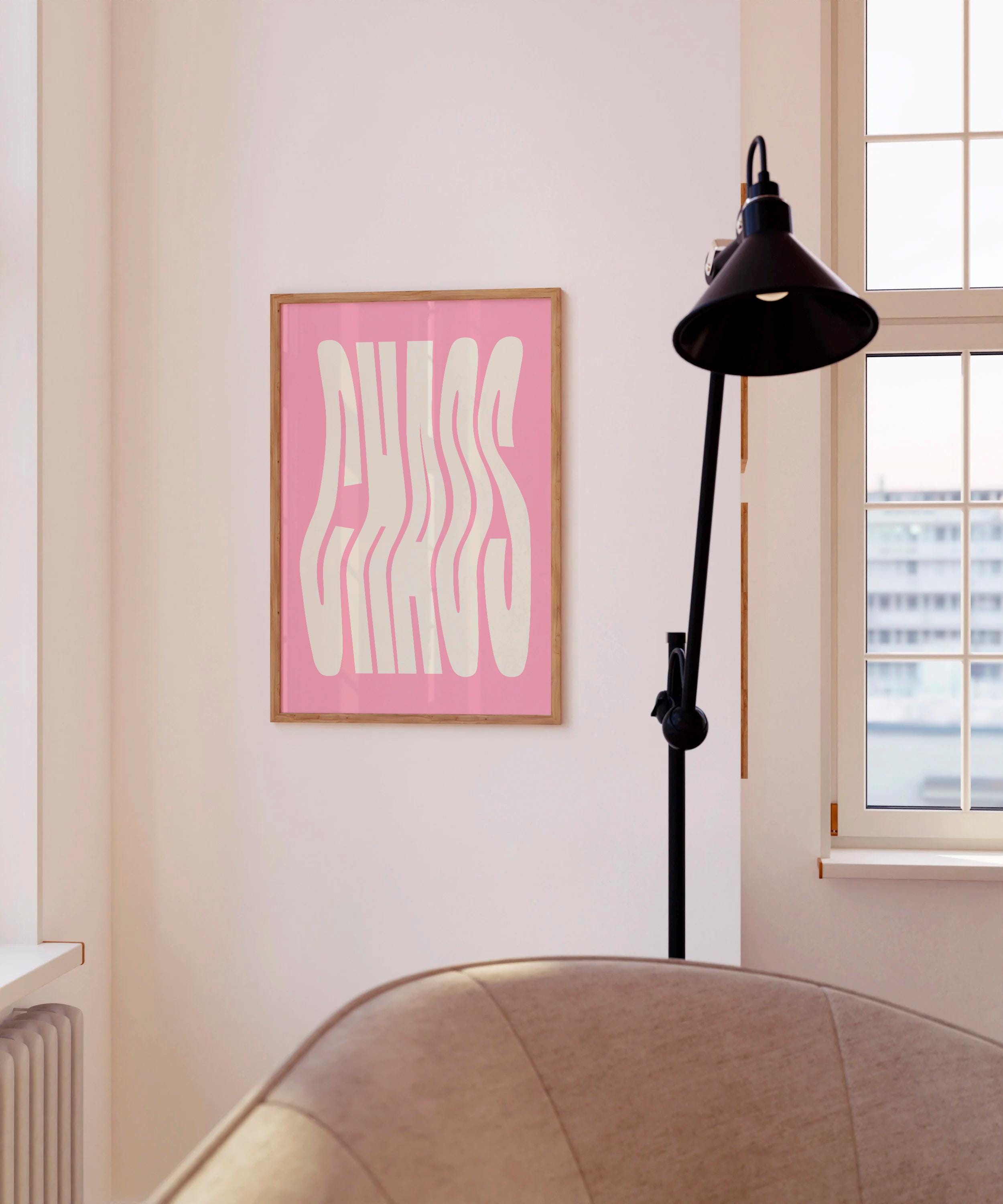 Chaos Typography Art Print, Chaos Quote Poster, Y2K Decor, Preppy ...