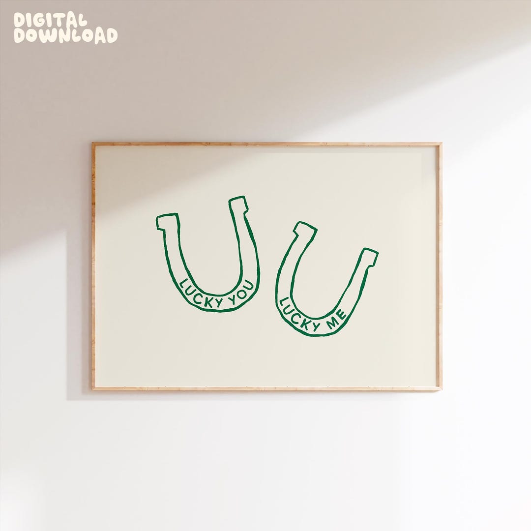 Horseshoe Posters Green Western Wall Art, Lucky You Printable Art, Wild ...