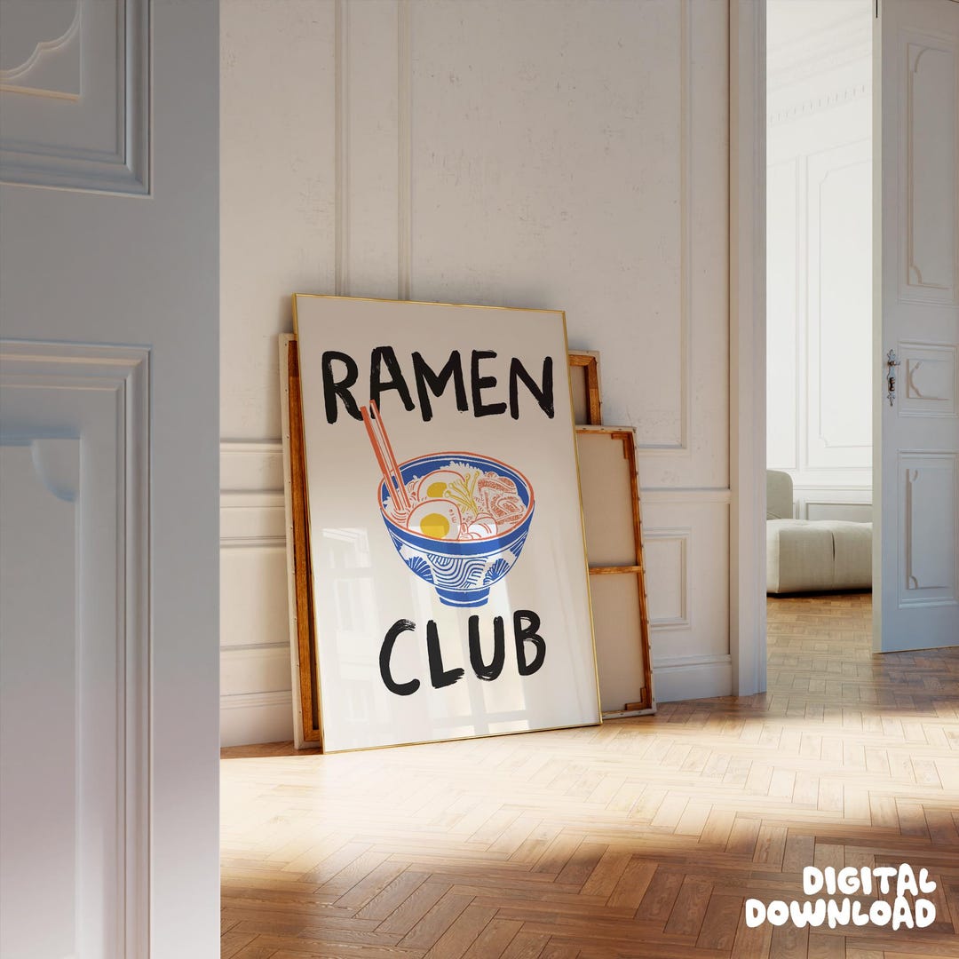 Impressão de arte do Ramen Club, pôster de arte retrô japonesa do Ramen ...