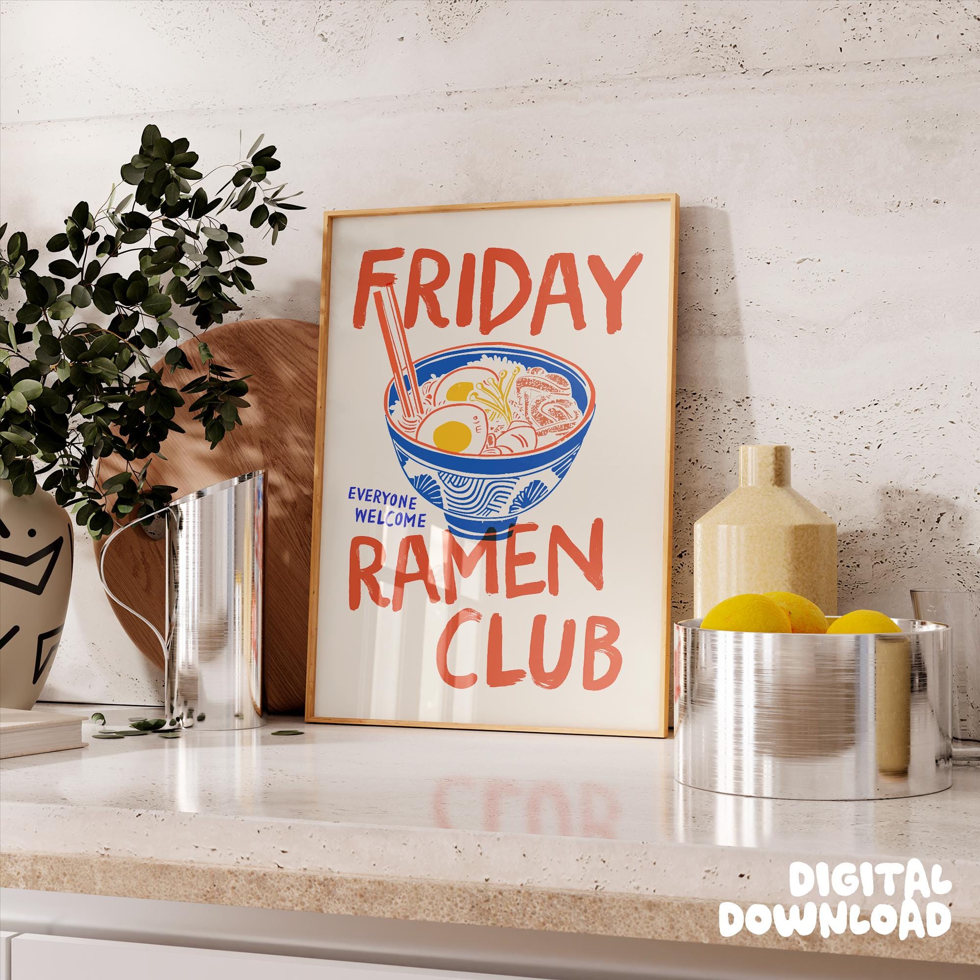 Ramen Club Art Print, Retro Japanese Ramen Art Poster, Japanese Food ...