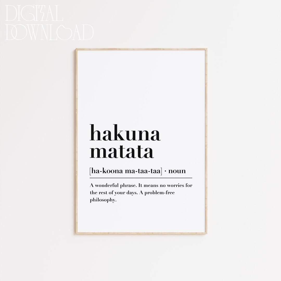 Hakuna Matata Definition Printable Wall Art, Urban Dictionary ...