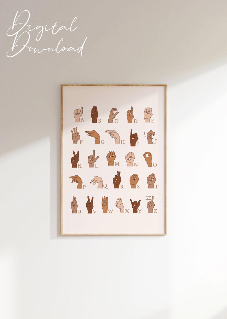 ASL Poster, American Sign Language Alphabet Printable, Sign Language ...
