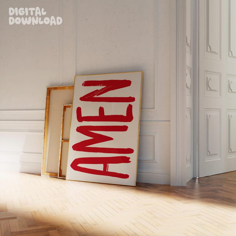 Amen Print, Jesus Typography Poster, Trendy Christian Wall Art ...