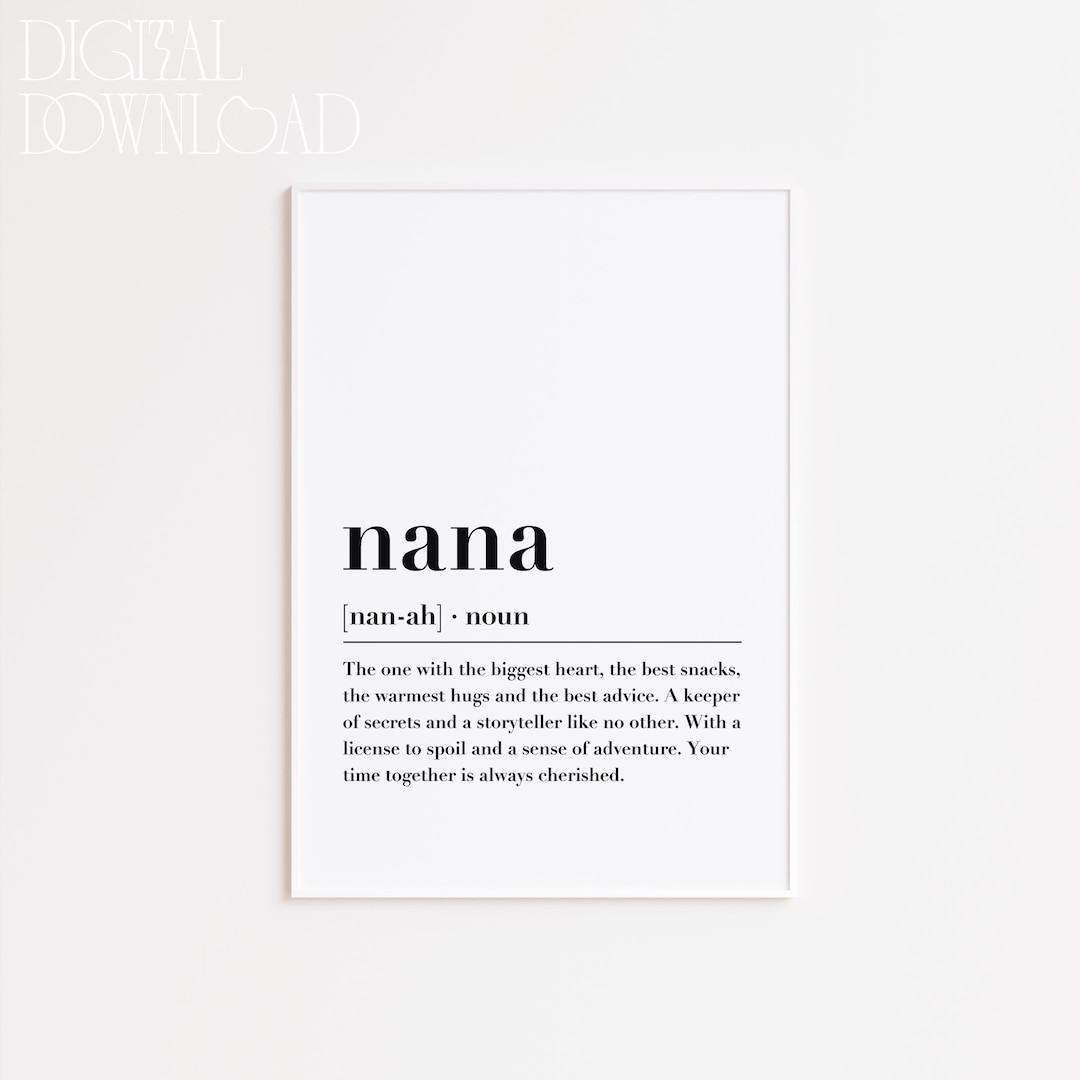 Nana Definition Print, Definition Print, Minimalist Poster, Nana ...