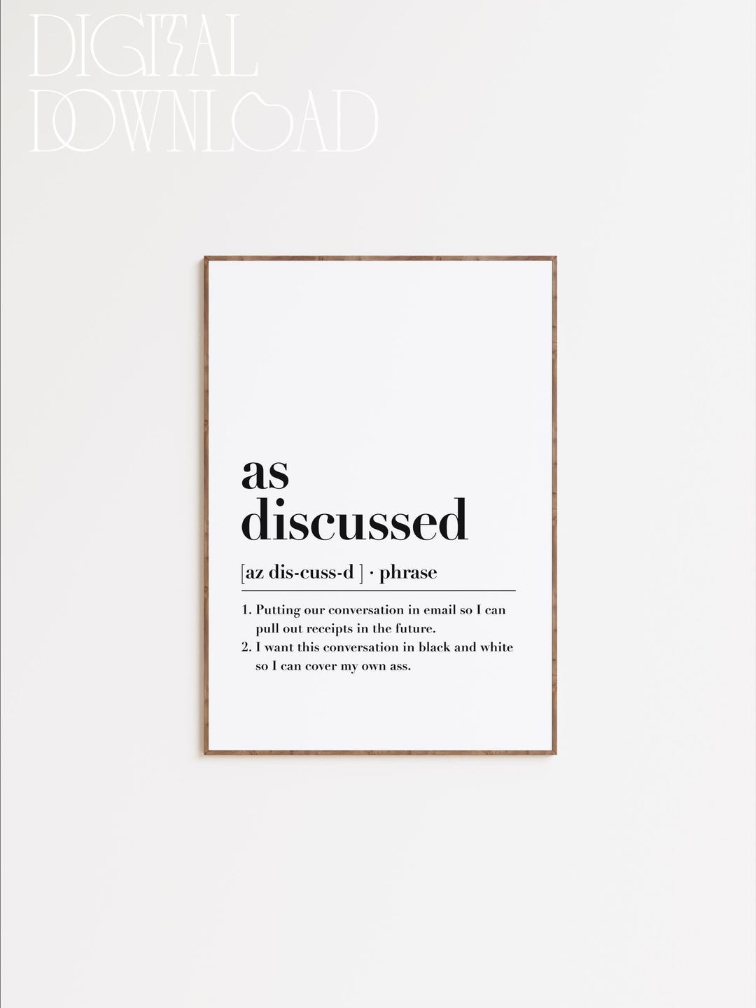 As Discussed Definition Printable Wall Art, Motivational Wall Decor, as ...