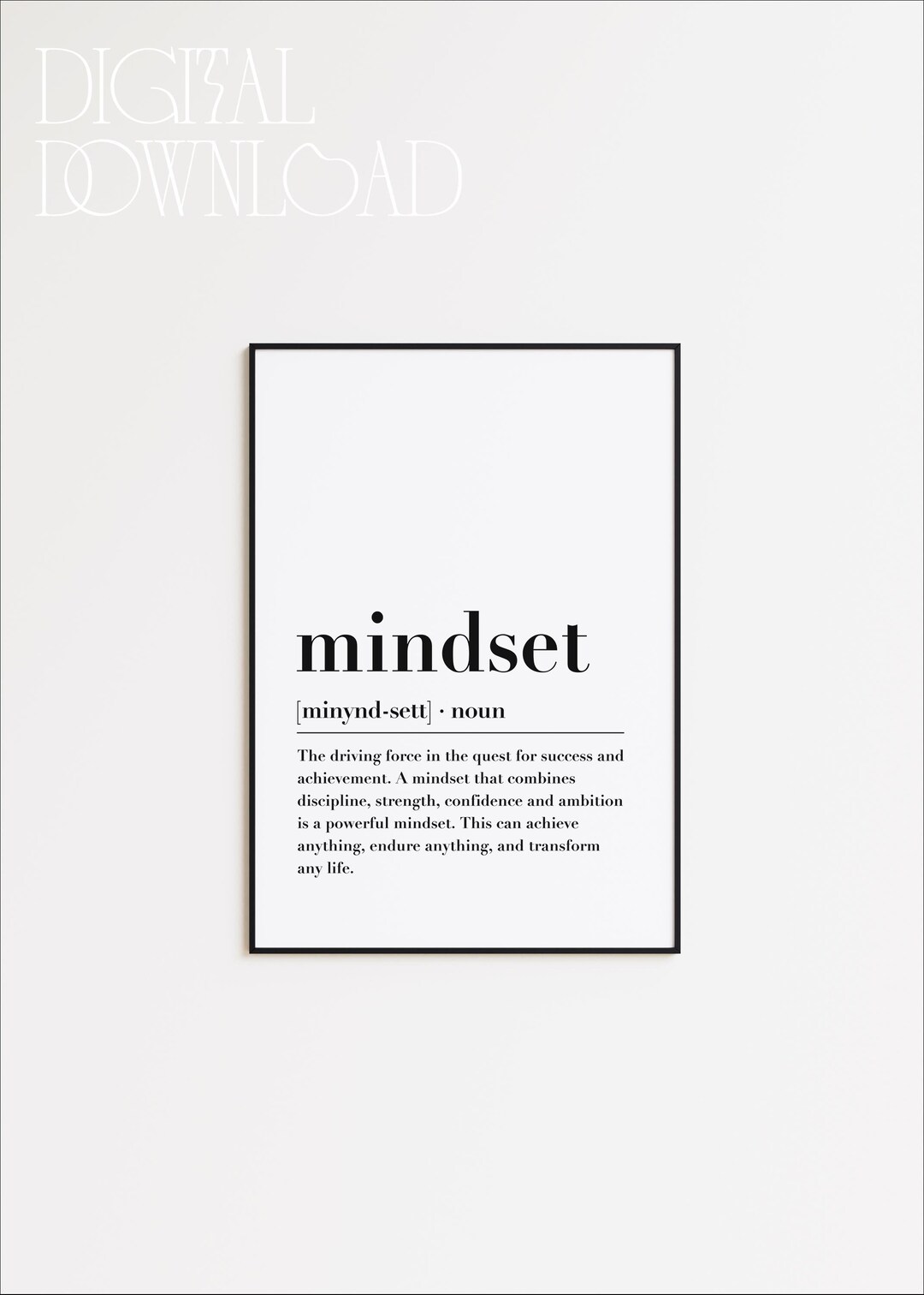 Mindset Definition Printable Wall Art, Motivational Wall Decor ...