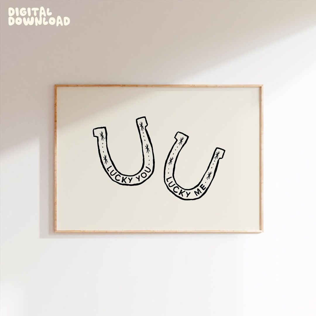 Horseshoe Posters Black Western Wall Art, Lucky You Printable Art, Wild ...