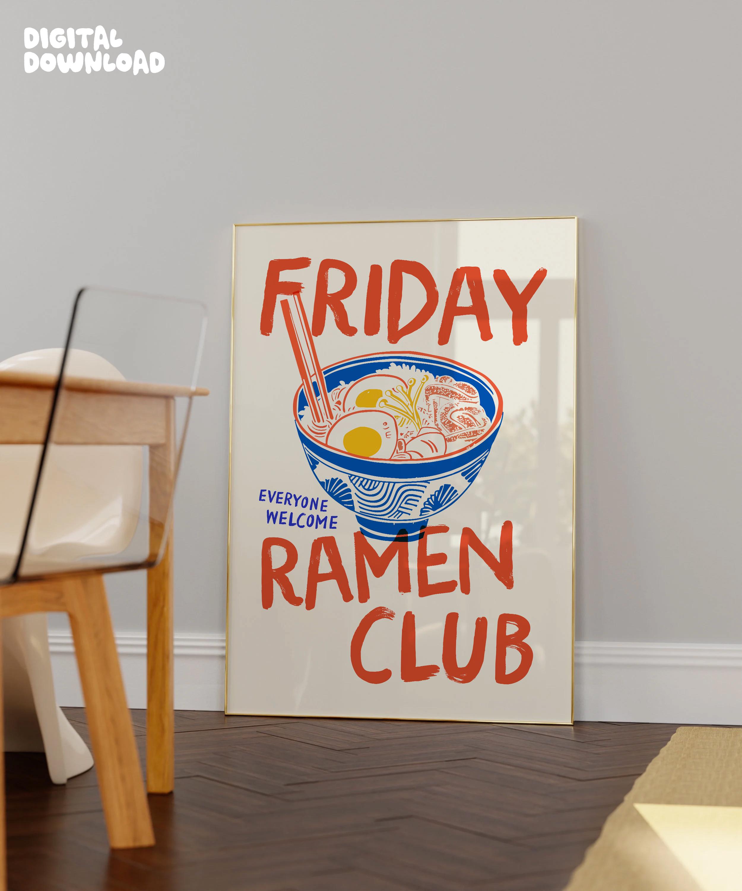 Ramen Club Art Print, Retro Japanese Ramen Art Poster, Japanese Food ...