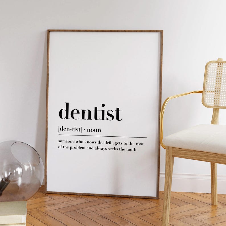 Dentist Definition Printable Wall Art, Dictionary Poster, Definition ...