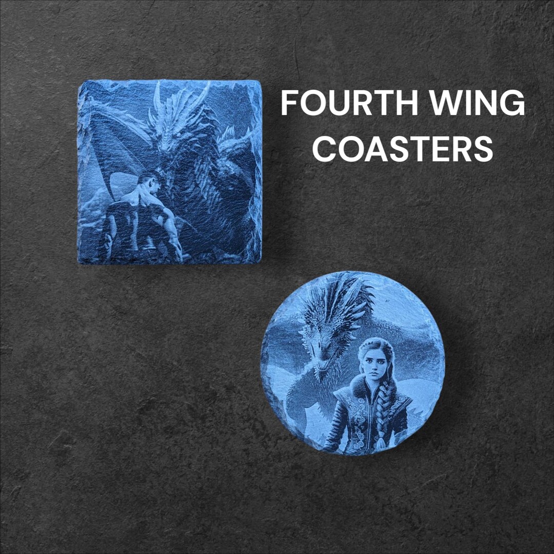 Set of 2, Fourth Wing Inspired Laser Engraved Slate Coasters - Etsy