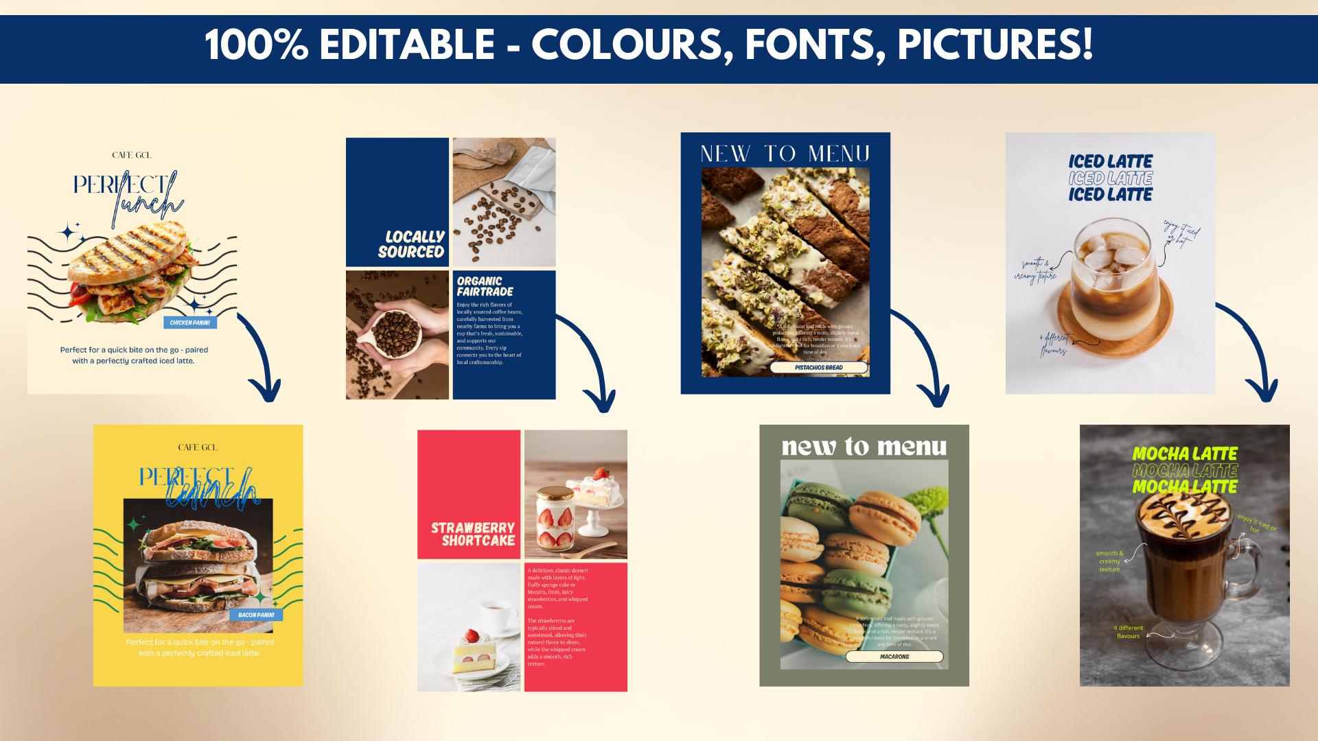 Cafe Instagram Post Templates: Bakery, Dessert, Coffee Shop, Small ...