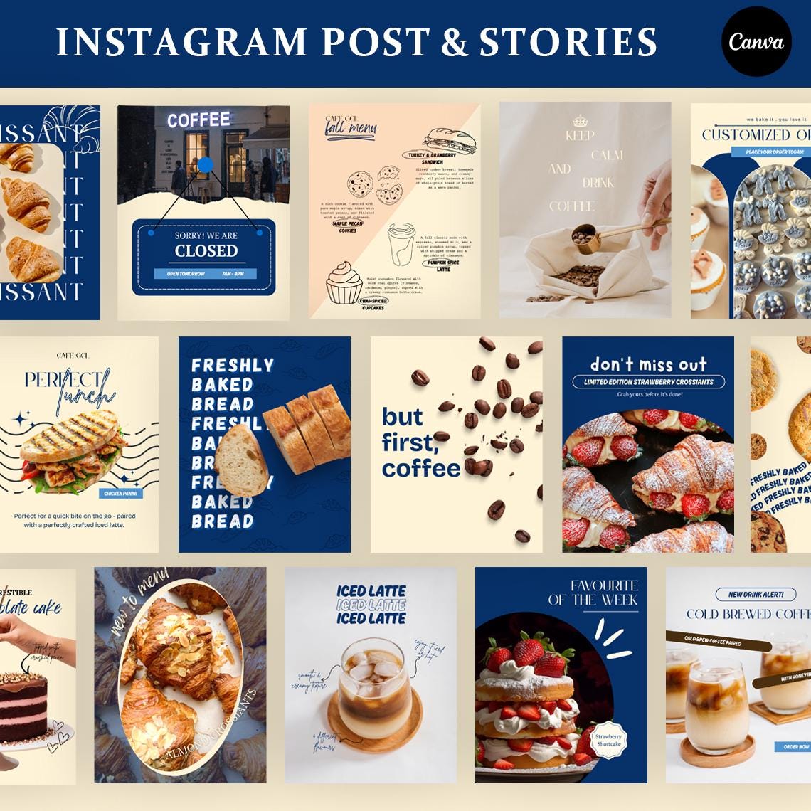 Cafe Instagram Post Templates: Bakery, Dessert, Coffee Shop, Small ...
