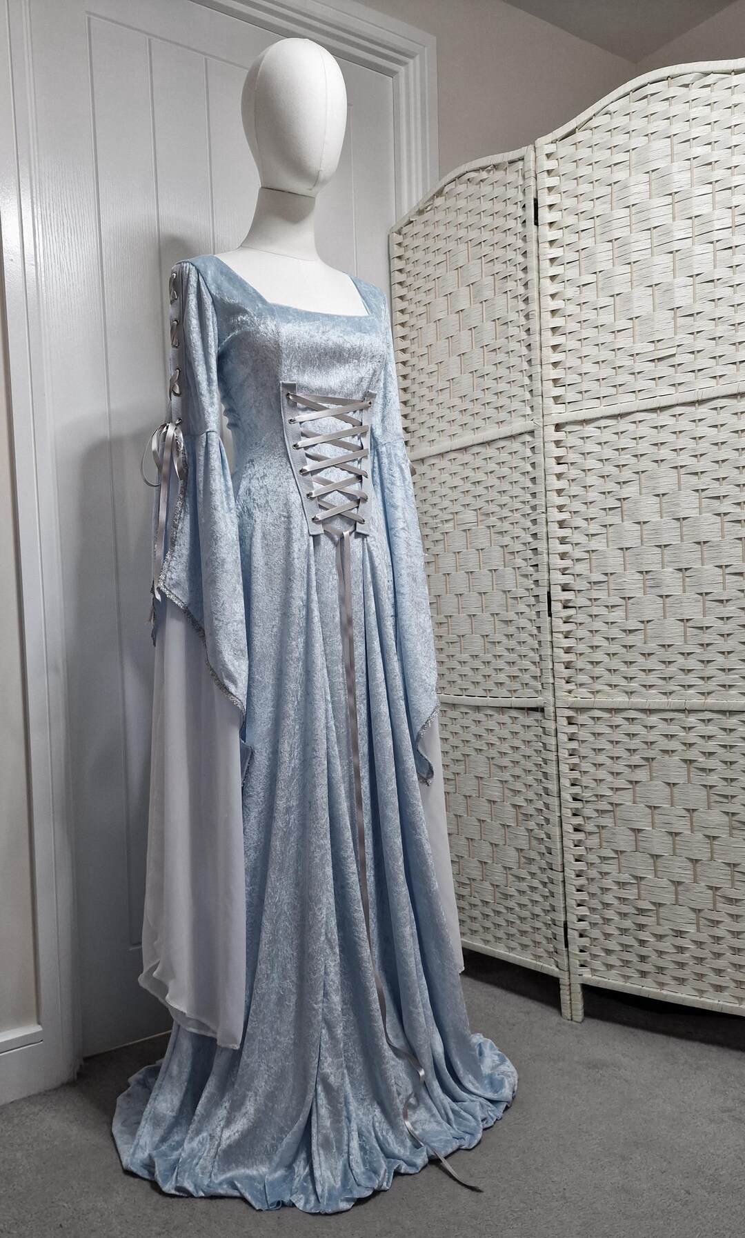 Ice Blue Elven Dress Cosplay Ice Maiden Gown - Etsy