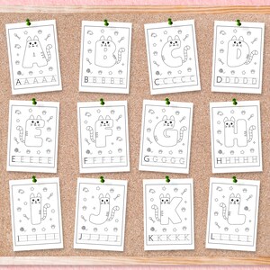 Cute Cat Alphabet Tracing Worksheets | Printable Letter Practice | Fun ...
