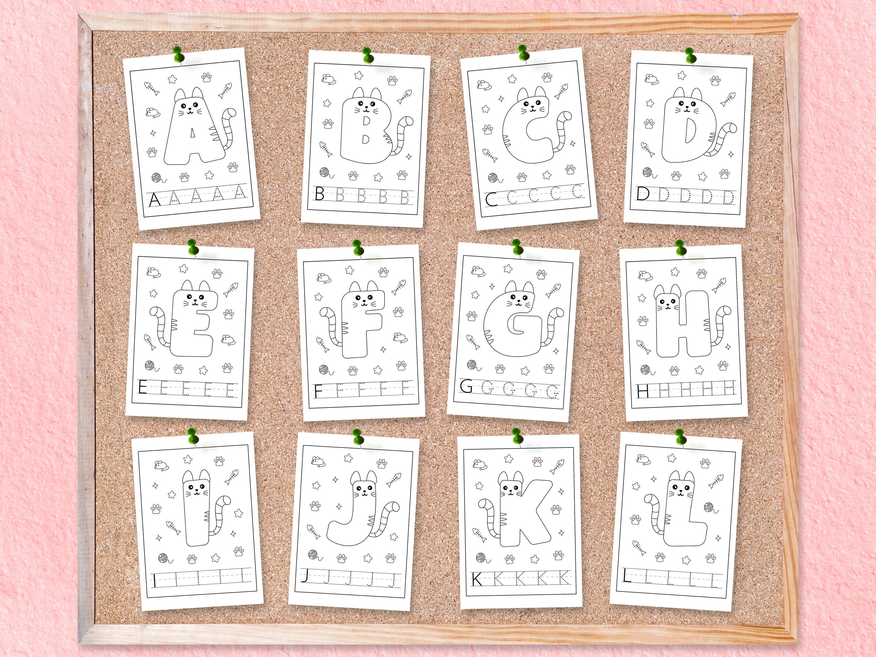 Cute Cat Alphabet Tracing Worksheets | Printable Letter Practice | Fun ...