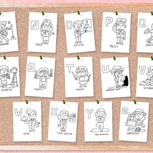 Professions Alphabet Coloring Pages for Kids | A-Z Job Themed Letters ...