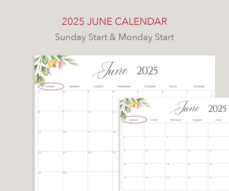 Editable June 2025 Calendar: Watercolor Floral Planner (digital Canva ...