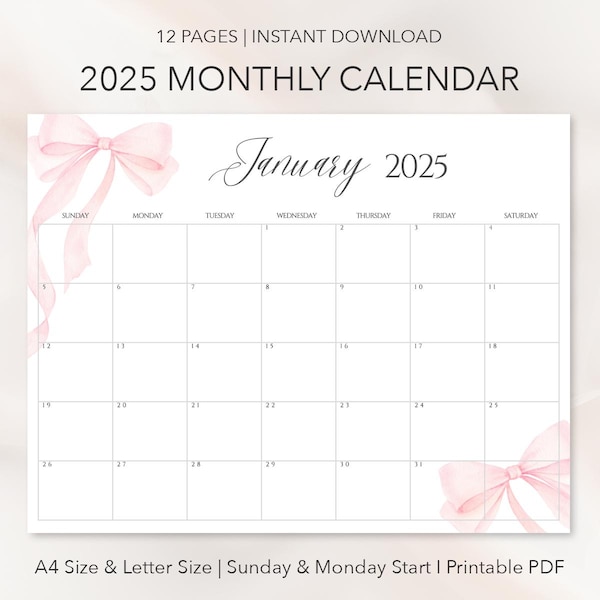 Coquette Calendar 2025 - Etsy