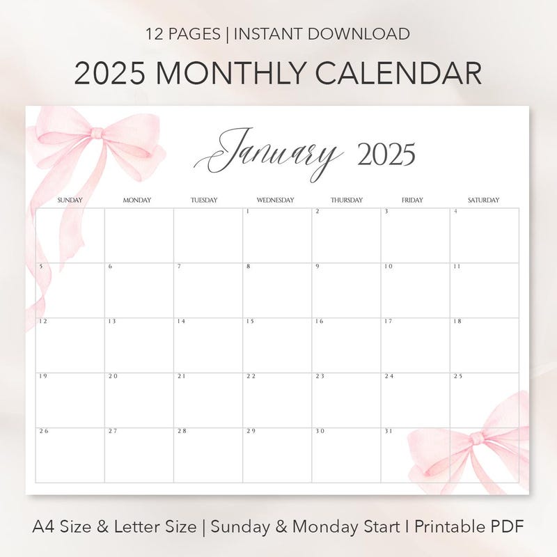 Coquette Calendar 2025 - Etsy