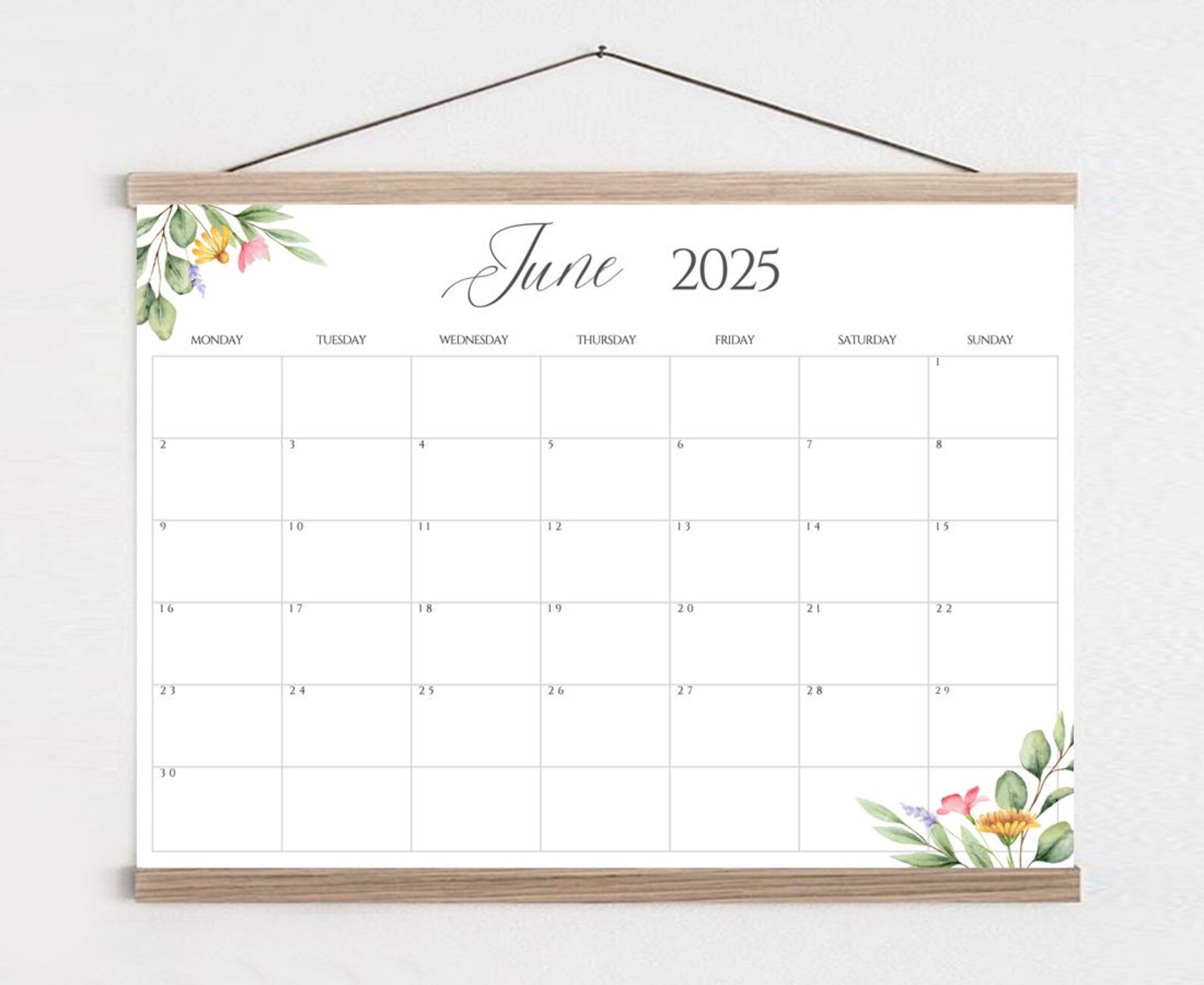 Editable June 2025 Calendar: Watercolor Floral Planner (digital Canva ...