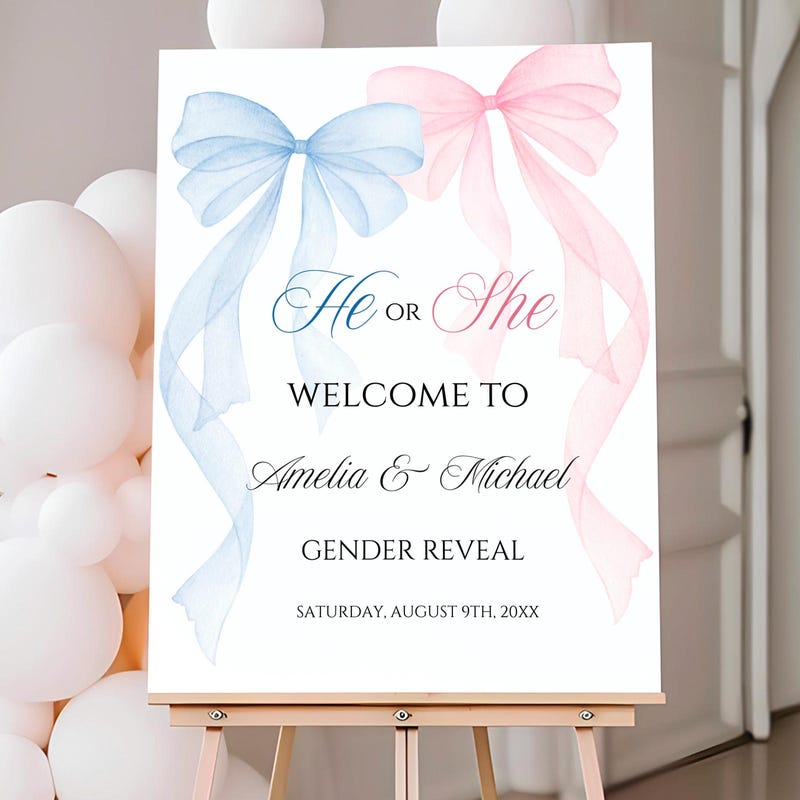 Bows Gender Reveal Sign - Etsy UK