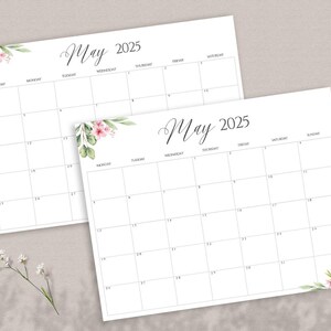 Editable May 2025 Calendar: Watercolor Floral Planner Canva Template ...