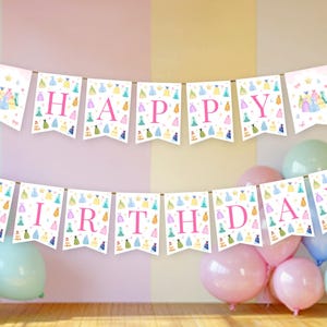 Princess Birthday Bunting Banner: Watercolor Dress Design (canva ...