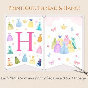 Princess Birthday Bunting Banner: Watercolor Dress Design (canva ...