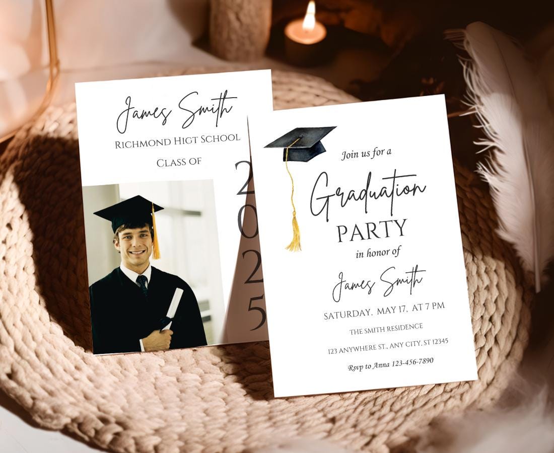 2025 Graduation Party Invitation: Editable Photo Template (digital ...