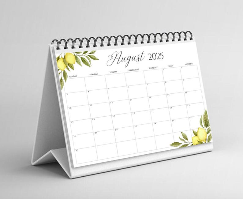 August 2025 Calendar: Watercolor Lemon Printable Planner (canva ...
