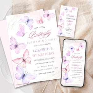 Butterfly Birthday Invitation Template 1st Birthday Invite Animated ...