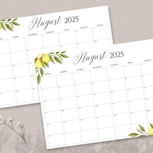 August 2025 Calendar: Watercolor Lemon Printable Planner (canva ...