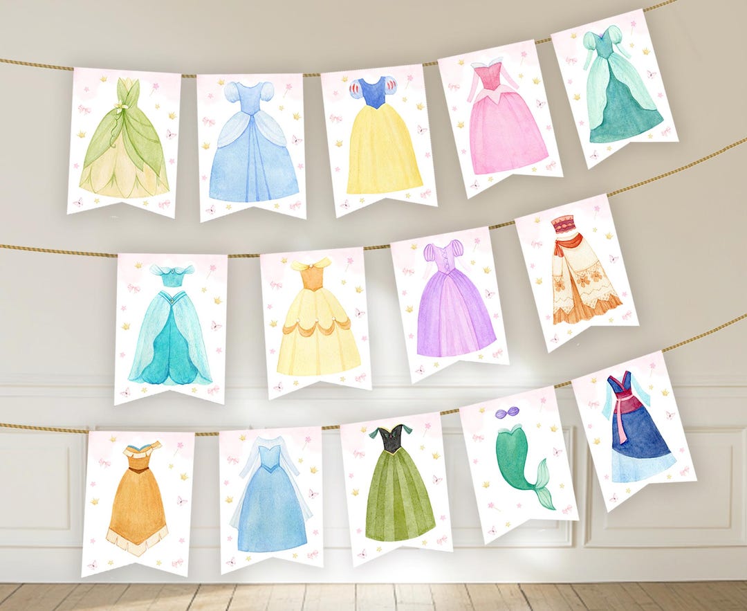 Princess Birthday Banner Watercolor Party Decor Printable Canva ...