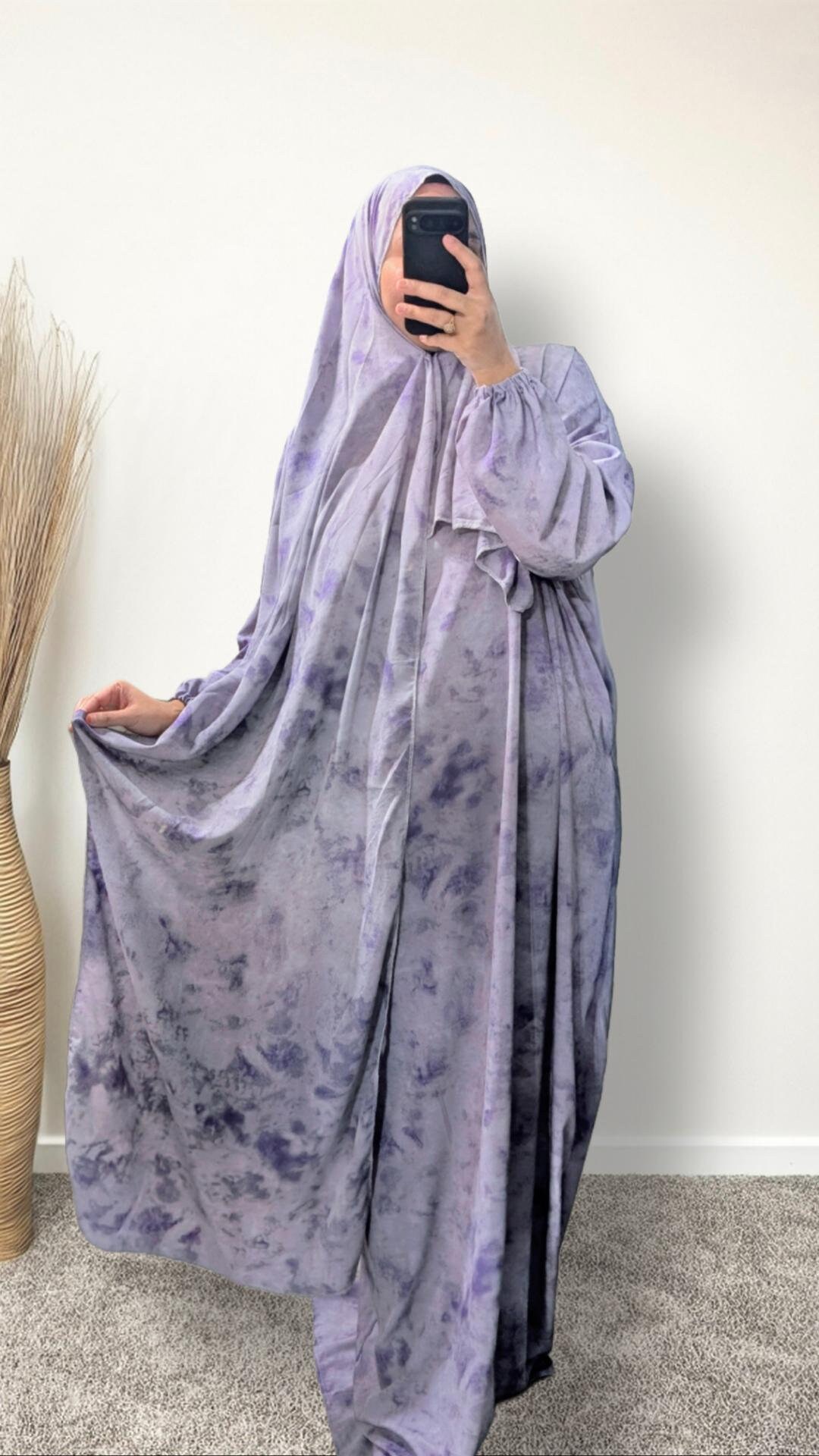 Lilac Modest Praying Abaya With Pockets, Islamic Prayer Outfit ...