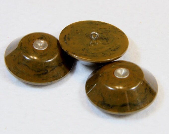 Bakelite Carmelized Chunky Shank Buttons 3 Large Dark Brown Marble 1900 ...