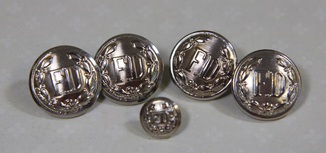 Silver Fire Department Uniform Buttons 5 FD Uniform Buttons Superior ...