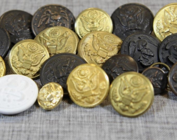 Military Button Lot 20 Assorted Waterbury Scovill Brass Stamped Metal ...