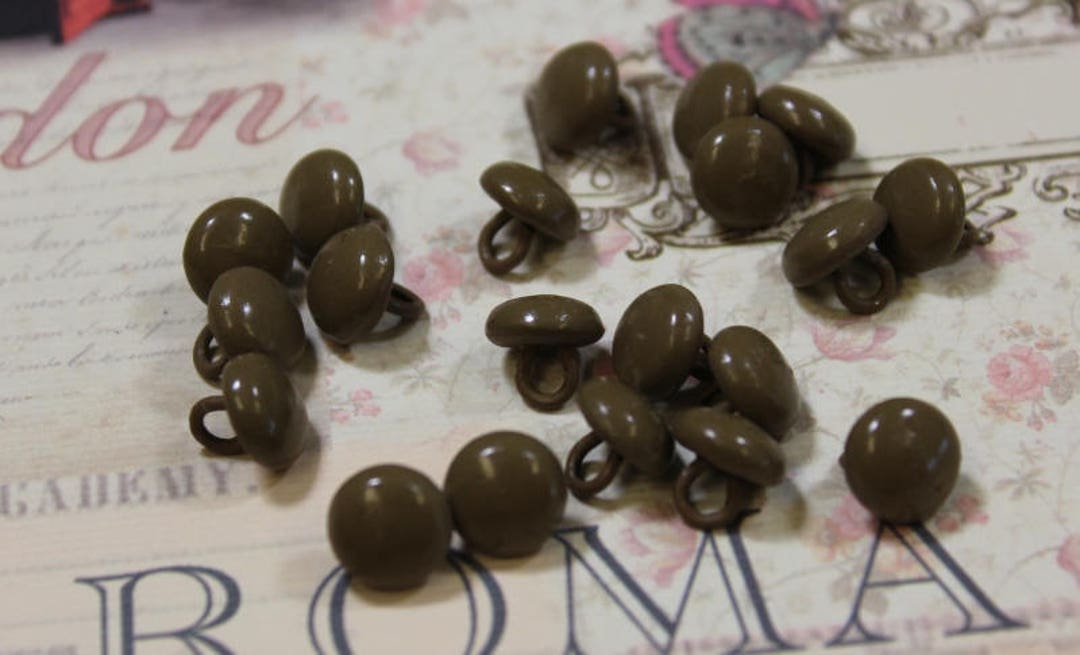 Antique Shoe Buttons 20 Medium Brown Metal Victorian Boot Buttons Shoe ...