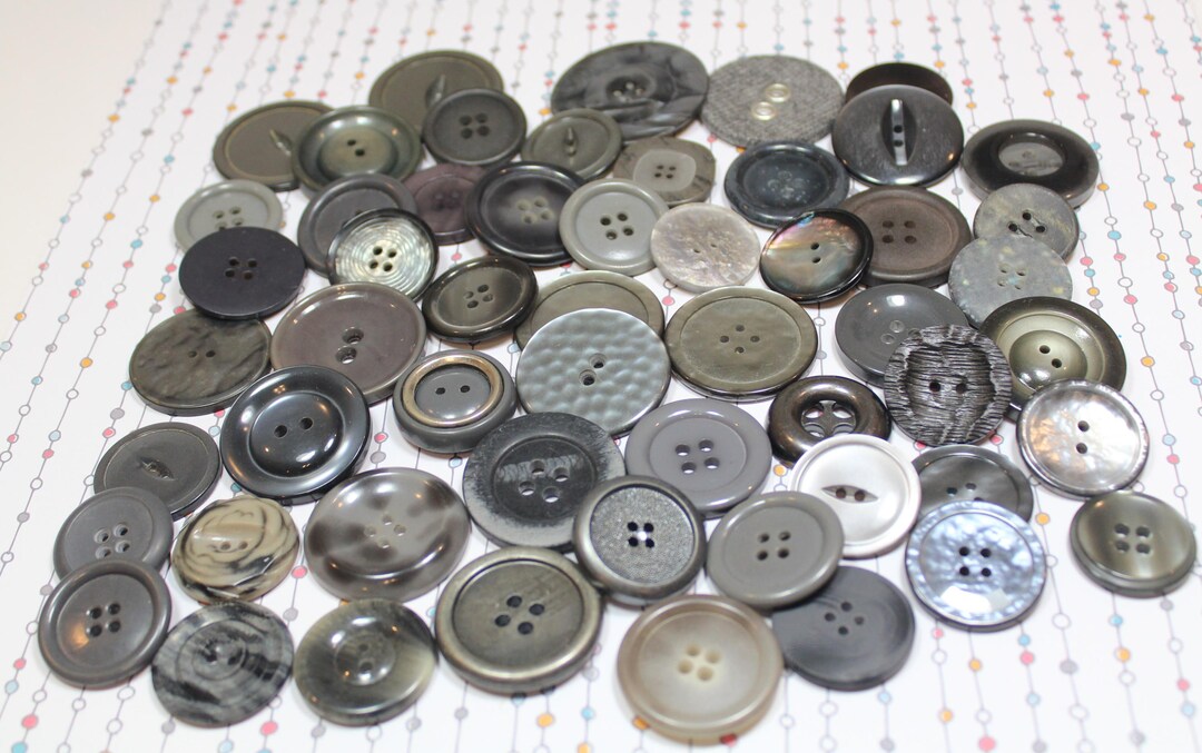 Gray Buttons Large 51 Assorted Flat Type Shades of Ash Crafting Buttons ...