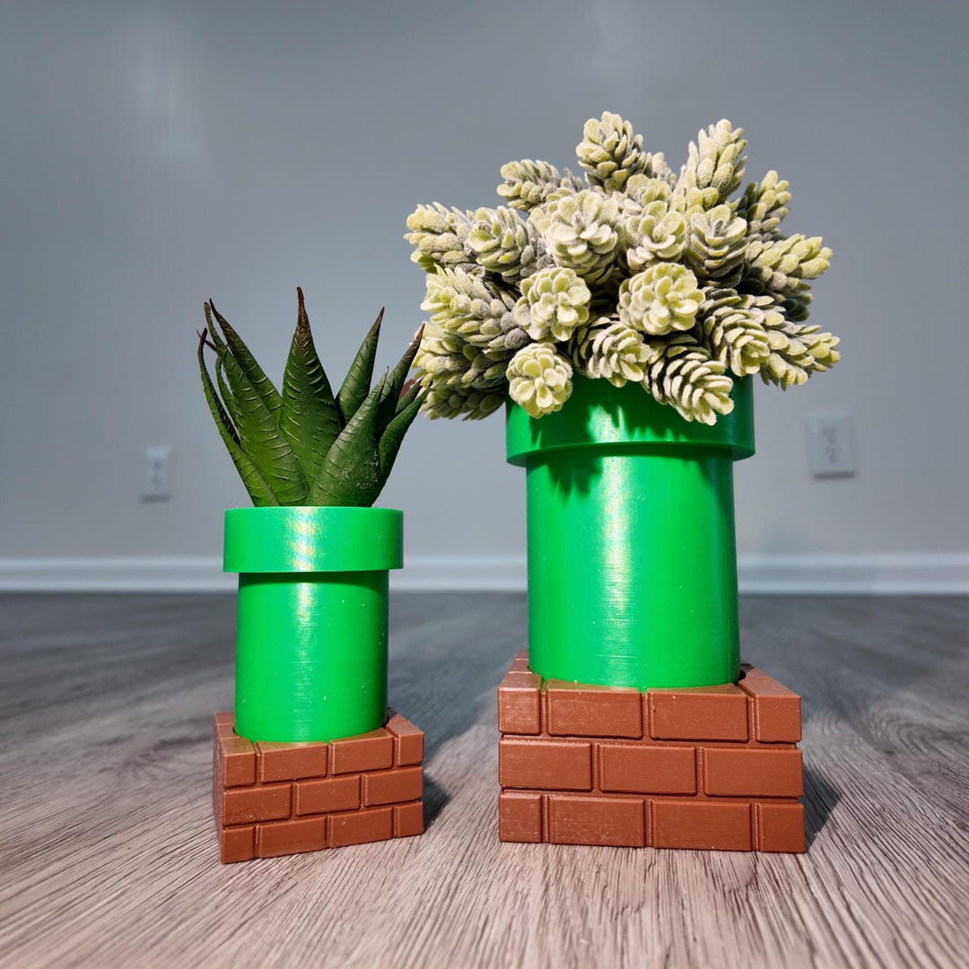 Versatile Retro Game Green Pipe 3D Printed Decorative Planter With ...