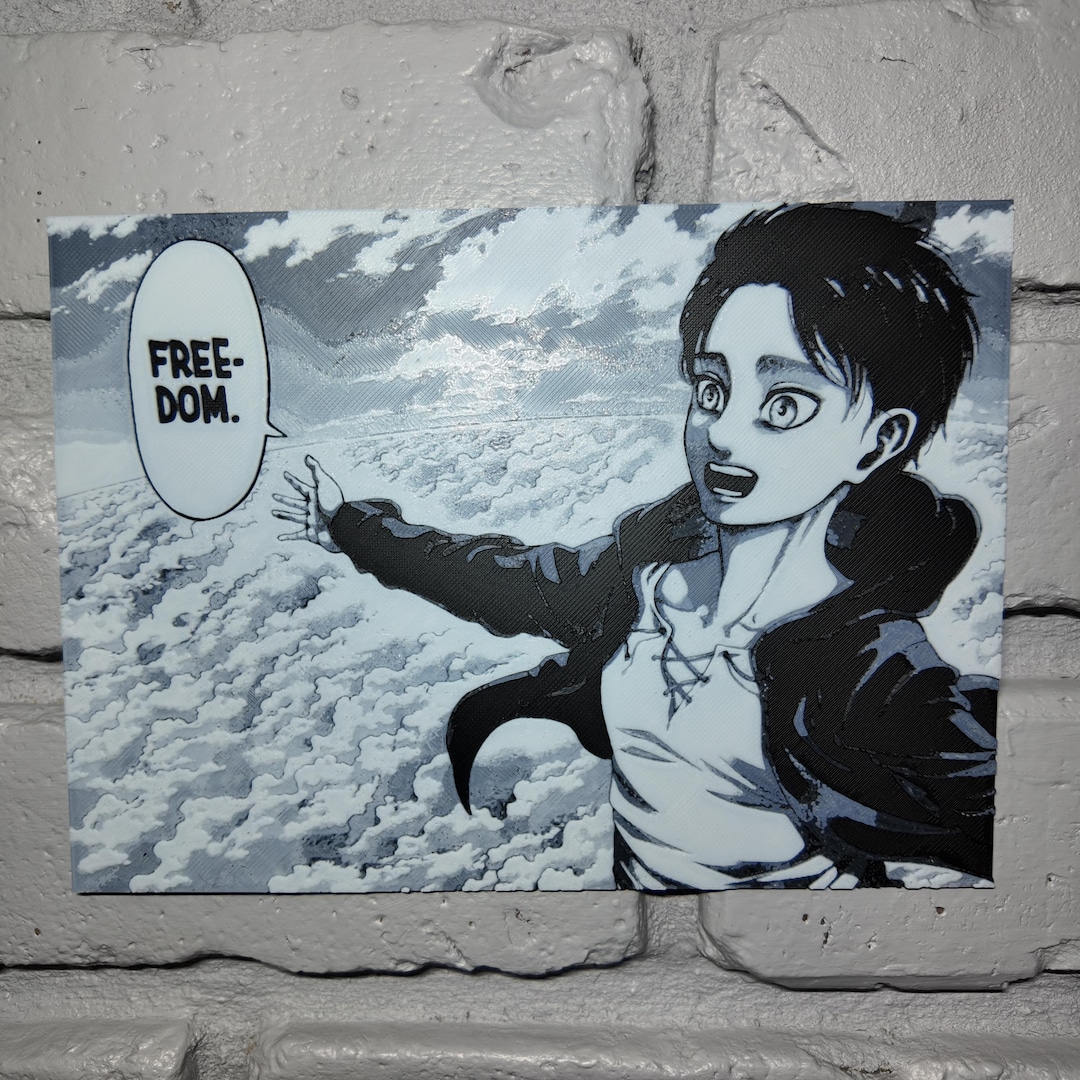 Attack on Titan Inspired "freedom" 3D Printed Manga Panel Textured ...